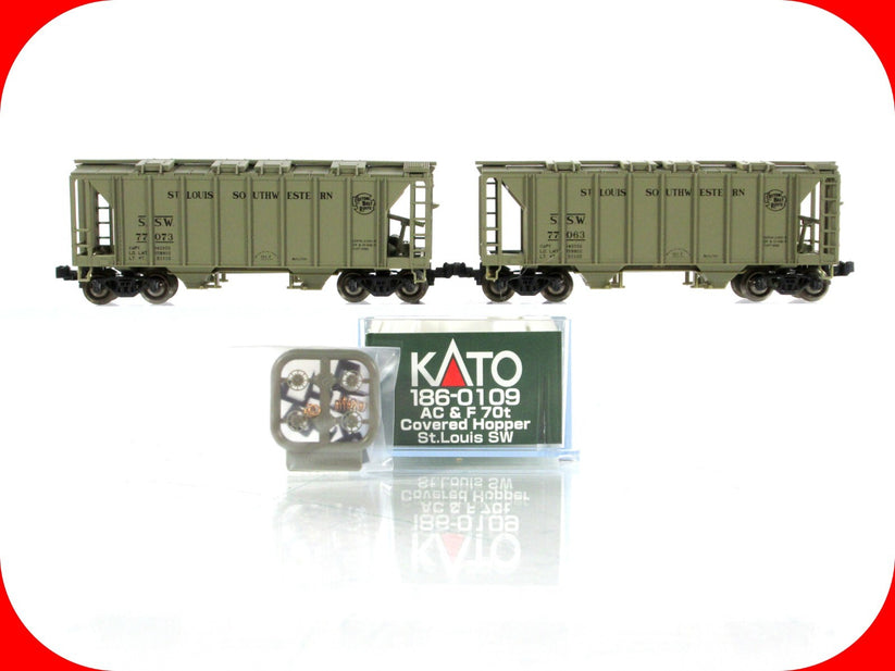 N Scale ***COTTON BELT** 2-Bay Covered Hoppers, SSW 77063,77073 - Kato ...